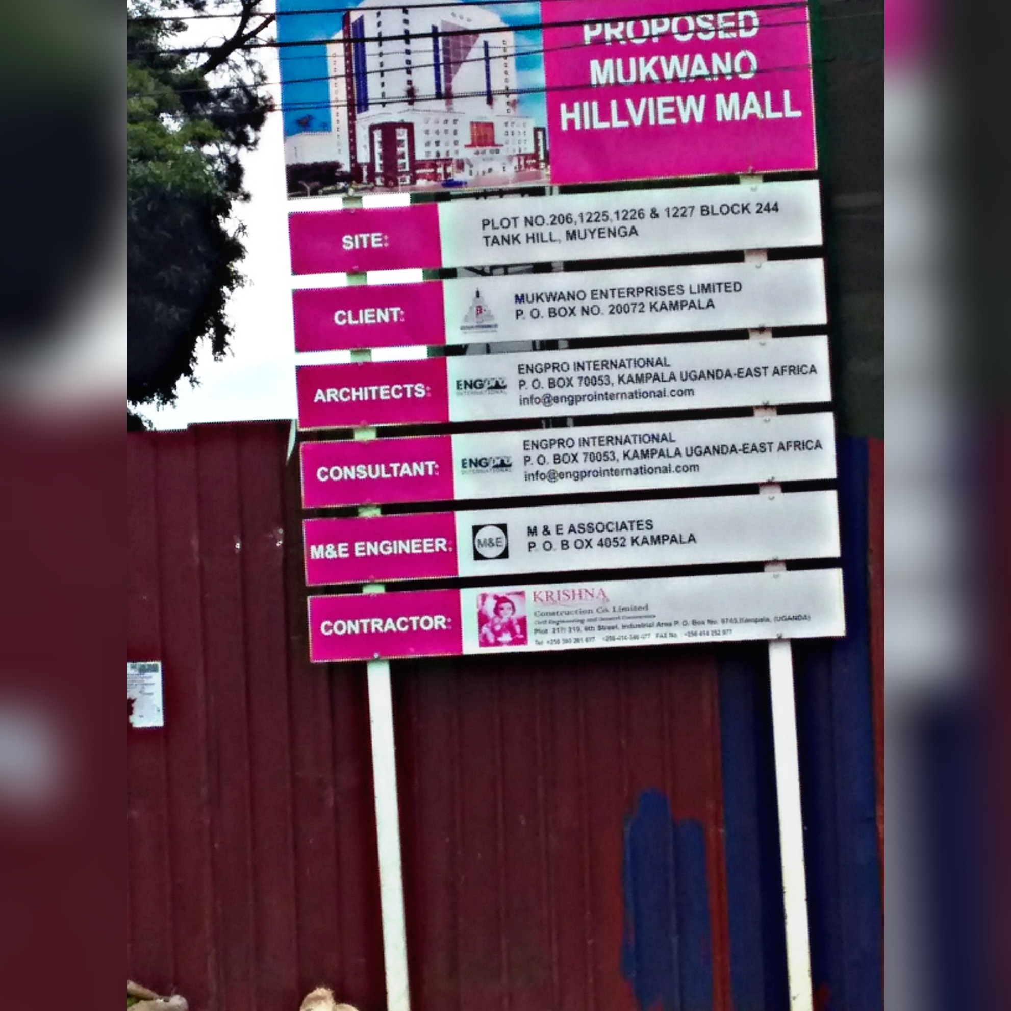 Proposed Mukwano Hillview Mall on Tank Hill, Muyenga Kampala Uganda