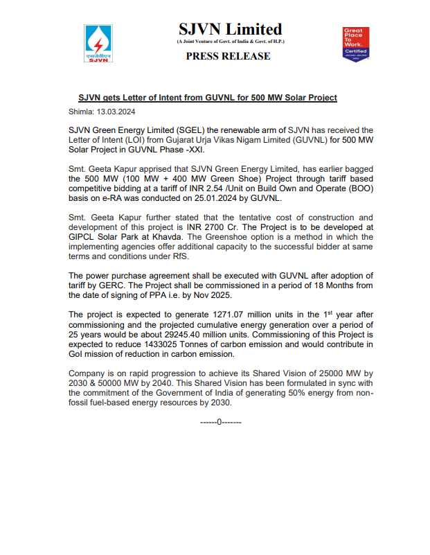 World’s Biggest 30 GW Gujarat Hybrid Renewable Energy Park in India